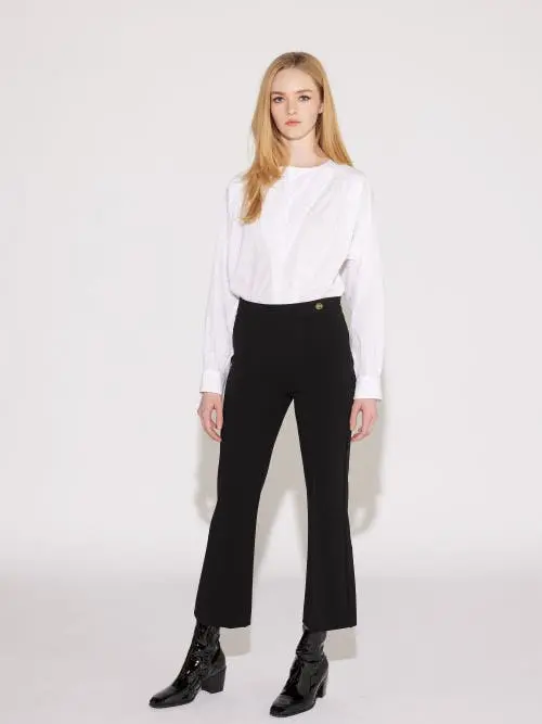 CALLAS MILANO High-rise Crepe Stretch Cropped Flare Trousers - Black
