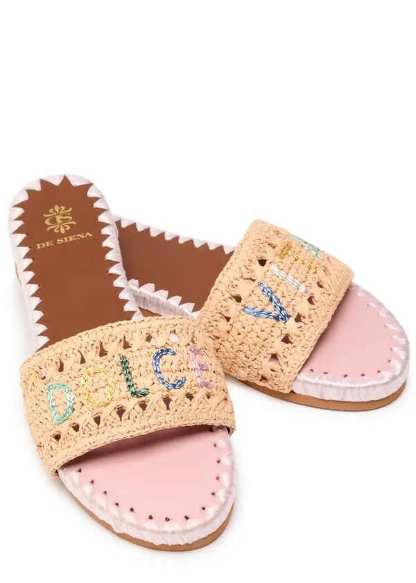 DE SIENA Crochet Design Leather Sliders