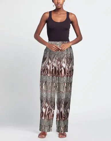 CONNOR & BLAKE Wide Leg Viscose Pants - Brown