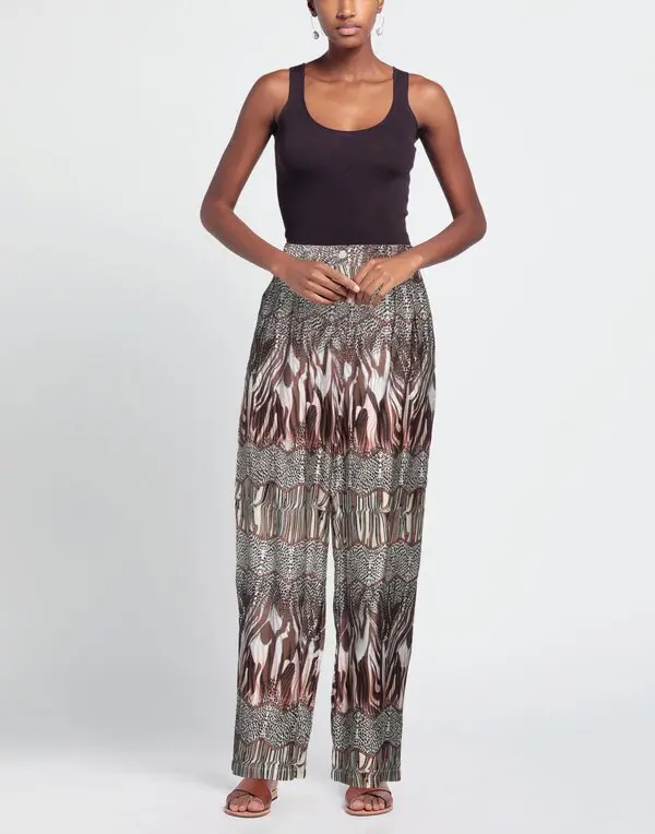 CONNOR & BLAKE Wide Leg Viscose Pants - Brown