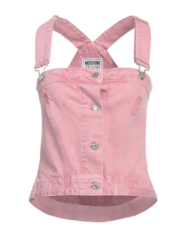 Moschino Cotton Top With Corset Detail - Pink