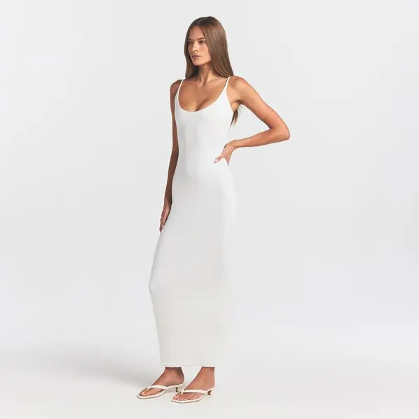 SKIMS Scoop Neck Long Dress - Egret