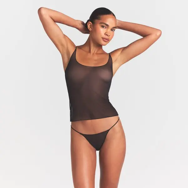 SKIMS Ultra Fine Mesh String Bikini - Obsidian