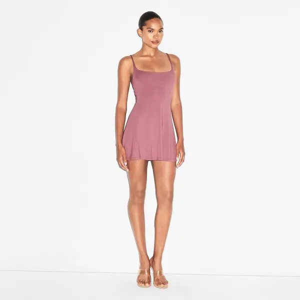 SKIMS Smooth Layers Scoop Neck Mini Dress - Redwood