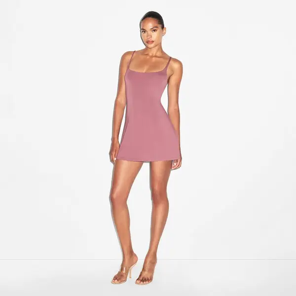 SKIMS Smooth Layers Scoop Neck Mini Dress - Redwood