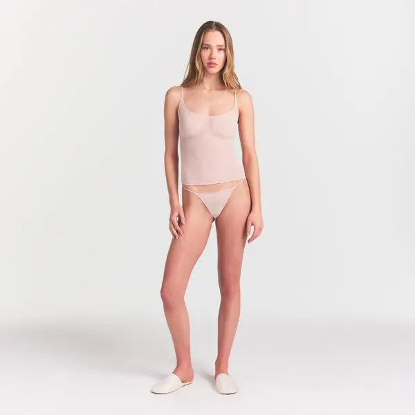 SKIMS Ultra Fine Mesh String Thong - Barely Pink