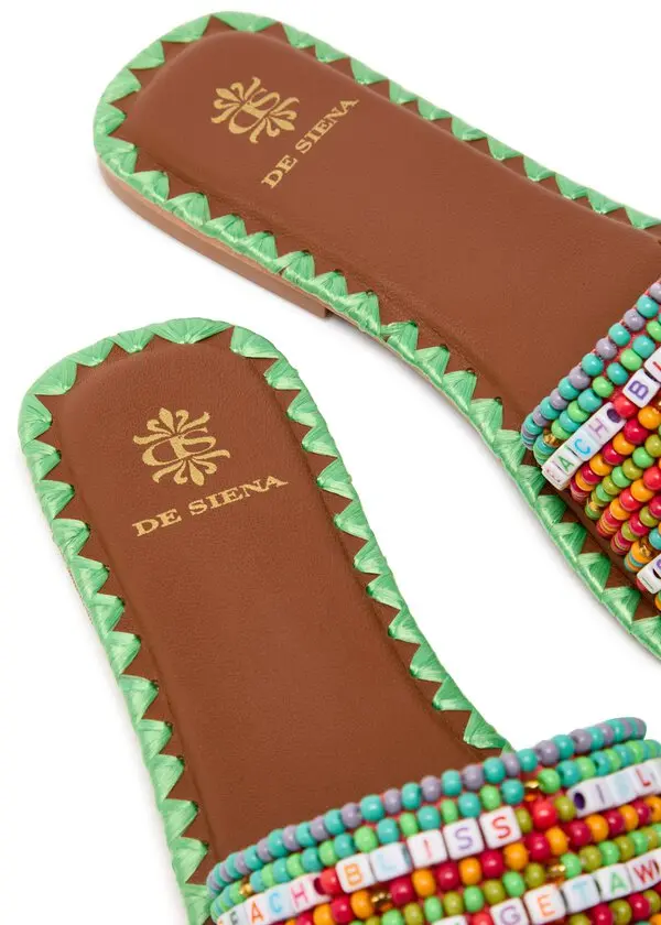 DE SIENA Resort Beaded Leather Sliders