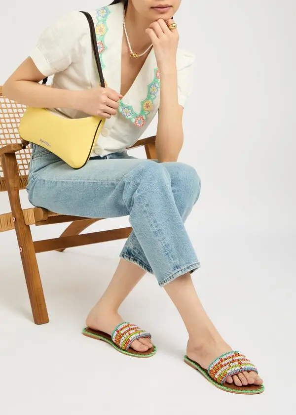 DE SIENA Resort Beaded Leather Sliders