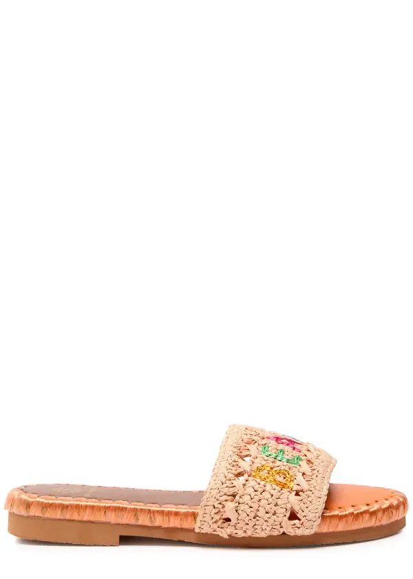 DE SIENA Crochet-design Leather Sliders