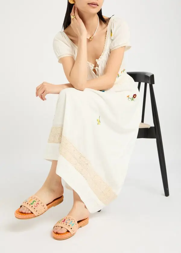 DE SIENA Crochet-design Leather Sliders