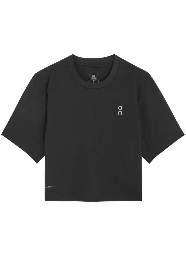 On Logo Cropped Jersey T-shirt - Black