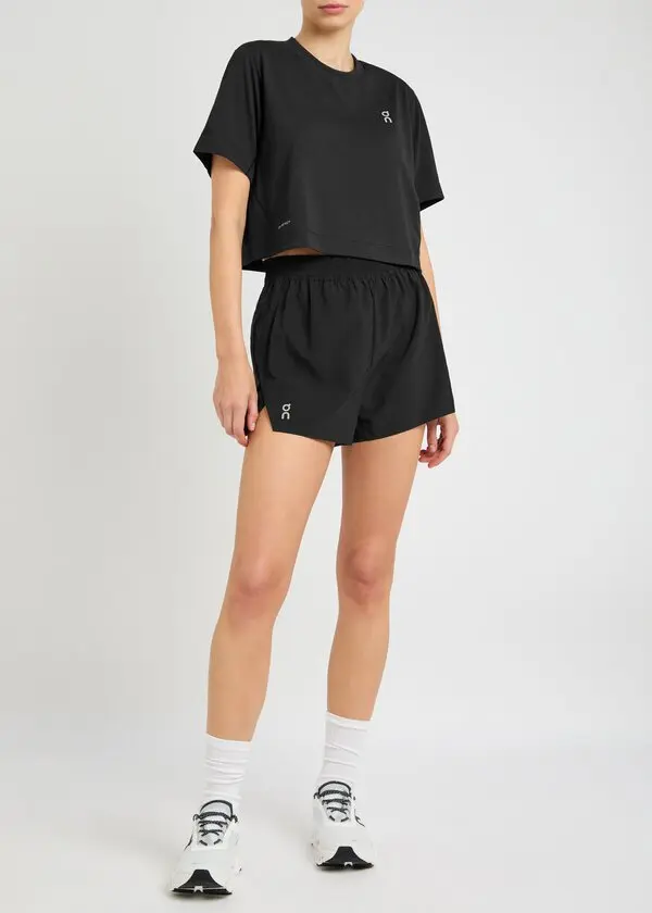 On Logo Cropped Jersey T-shirt - Black