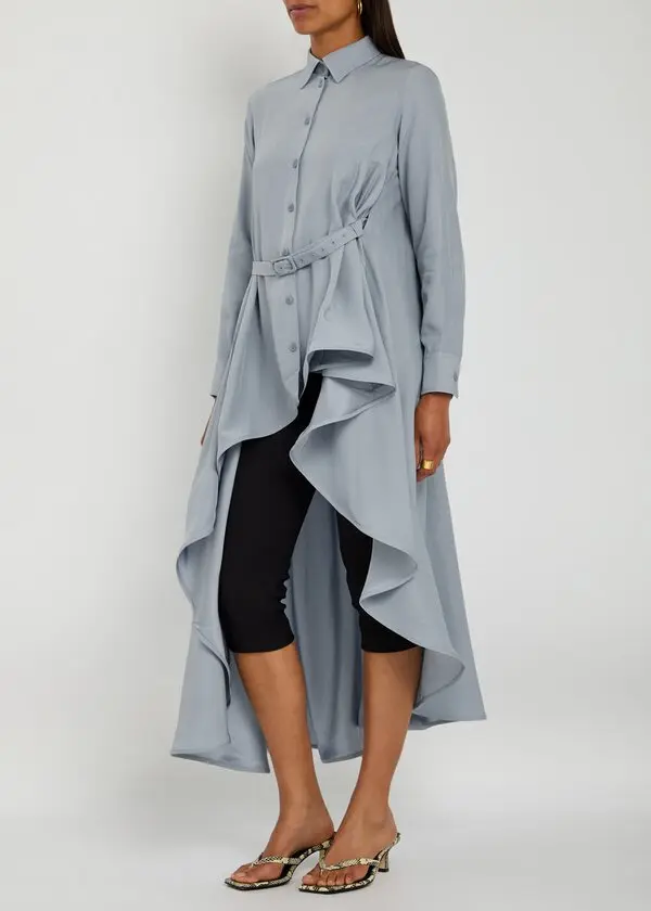 Palmer//harding Waterfall Asymmetric Satin-crepe Shirt
