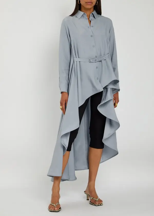 Palmer//harding Waterfall Asymmetric Satin-crepe Shirt