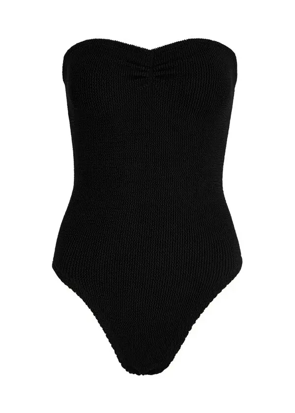 Hunza G Brooke Strapless Crinkle Swimsuit - Black