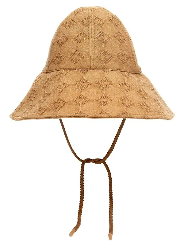 Fendi Ff Canvas Wide Brim Hat In Beige - 8% Off | Editorialist display picture 3