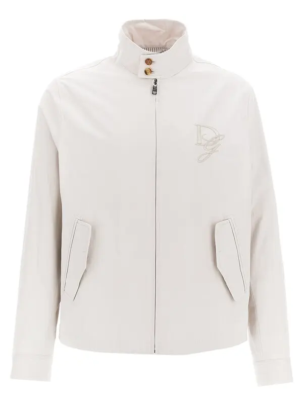 Dolce & Gabbana Logo Embroidery Cotton Jacket - Beige