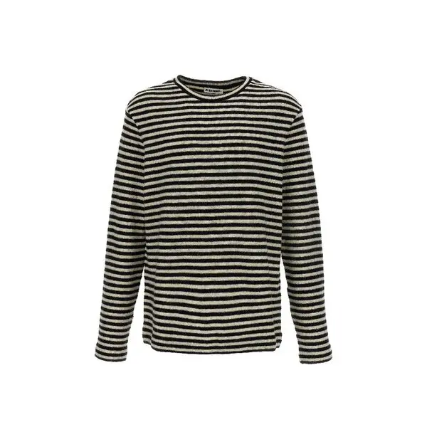 JIL SANDER Striped Wool Jersey T-shirt - White