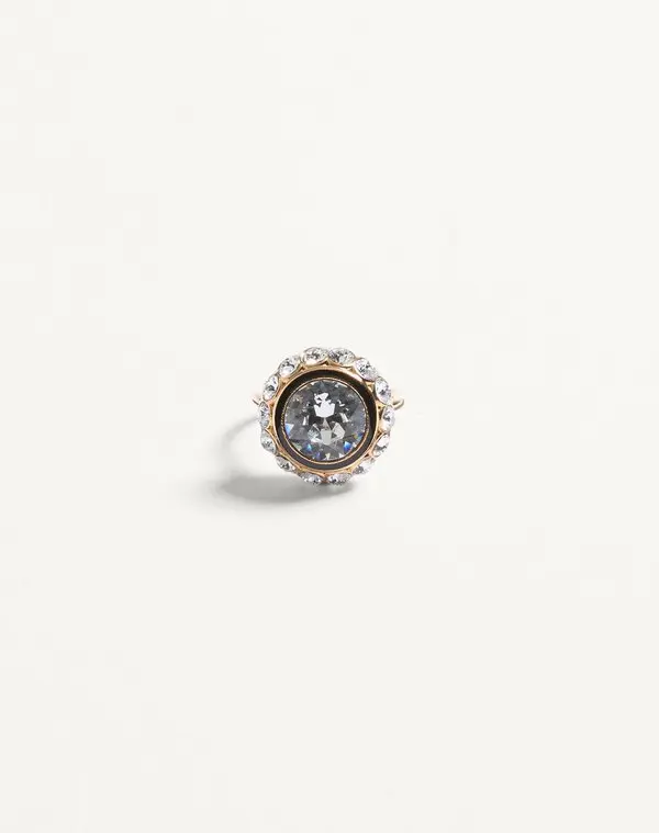 Valentino Garavani Vlogo Signature Ring - Gold/black/crystal