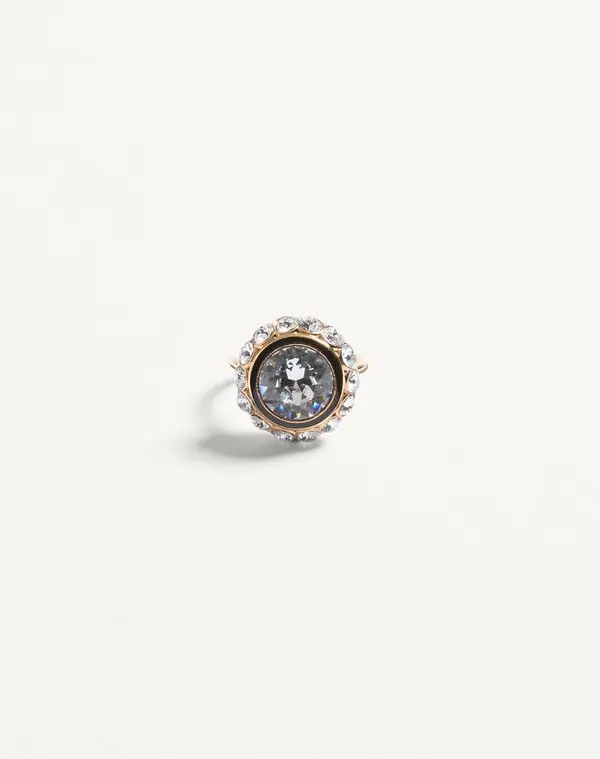 Valentino Garavani Vlogo Signature Ring - Gold/black/crystal