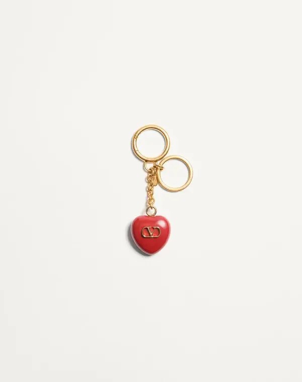 Valentino Garavani Coeur Royal Charm With Key Ring - Antique Brass/red