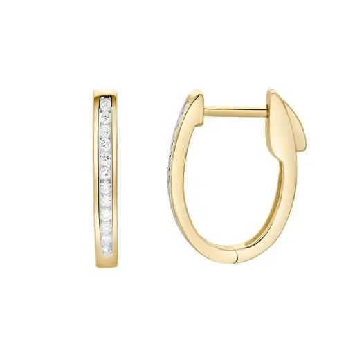 LUVMYJEWELRY Diamond Huggie Hoop Earrings In 14k Gold - 14k Yellow Gold