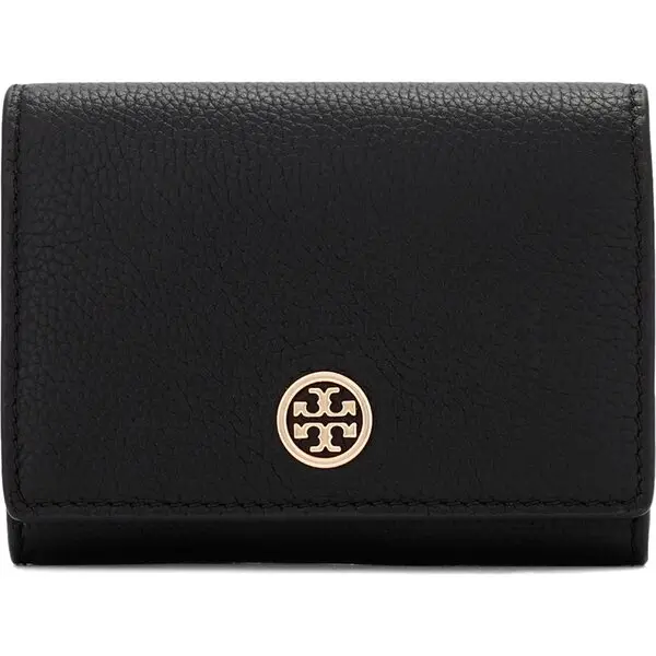 Tory Burch Robinson Small Pebbled Leather Wallet - Black