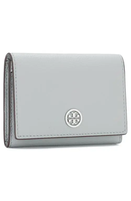 Tory Burch Robinson Small Pebbled Leather Wallet - Light Granite