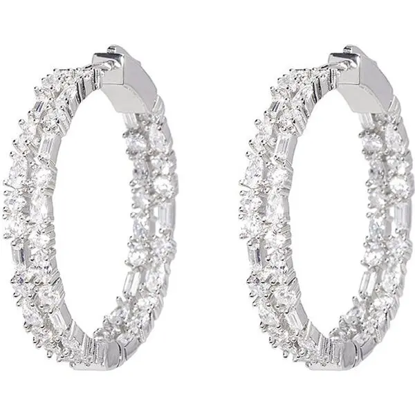 NICKHO REY Small Casey Hoop Earrings - White/white Rhodium