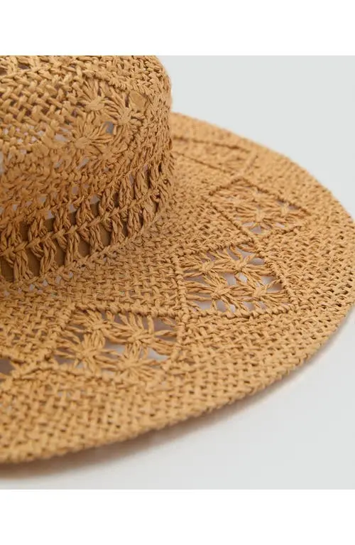 Mango Open Weave Wide Brim Sun Hat