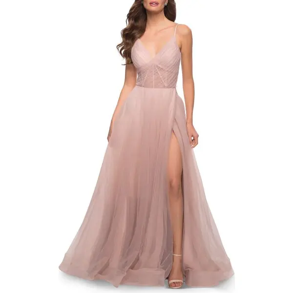 LABOMME A-line Tulle Gown - Dusty Mauve