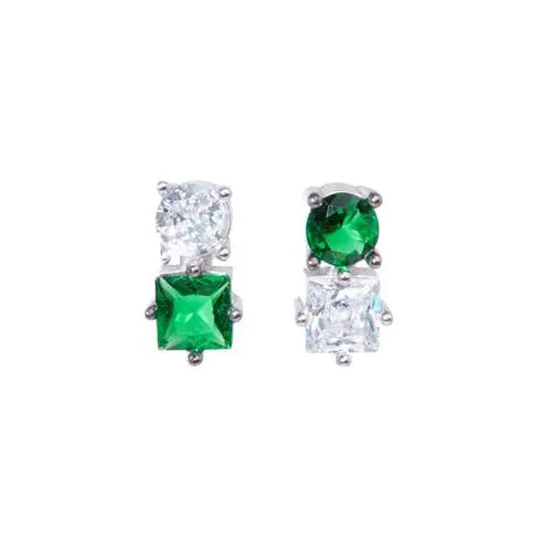 NICKHO REY Mark Robbins Stud Earrings - Emerald/white Rhodium