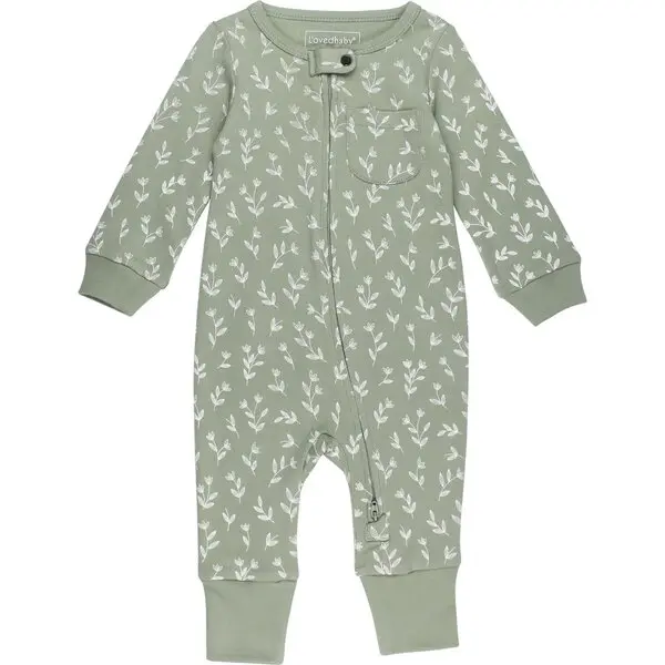 L'OVEDBABY Organic Cotton Zip Romper - Seafoam Bloom