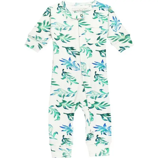 L'OVEDBABY Organic Cotton Zip Romper - Seaweed