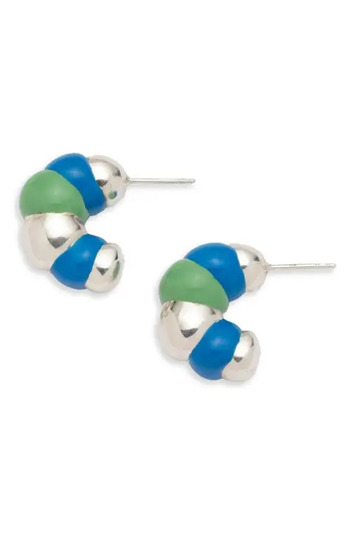 STERLING KING Bellmar Hoop Earrings - Silver/ Blue