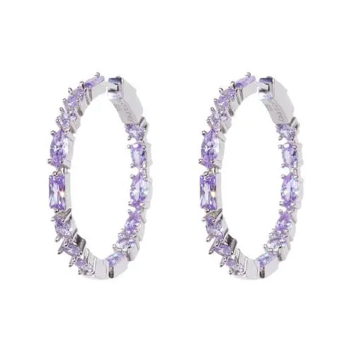 NICKHO REY Kennedy Hoop Earrings - Lavender/white Rhodium