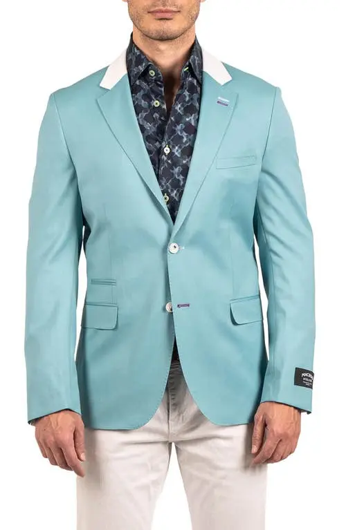 MACEOO Socrate Evo Resistance8 Contrast Trim Virgin Wool Blazer - Green
