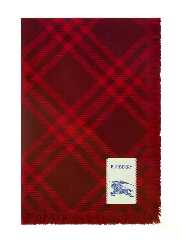 Burberry Checked Scarf - Red