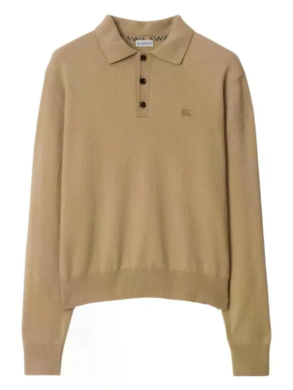 Burberry Long-sleeve Cashmere Blend Polo Shirt - Neutrals
