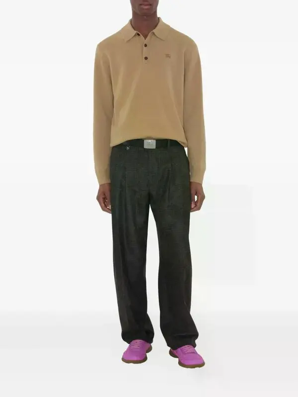 Burberry Long-sleeve Cashmere Blend Polo Shirt - Neutrals