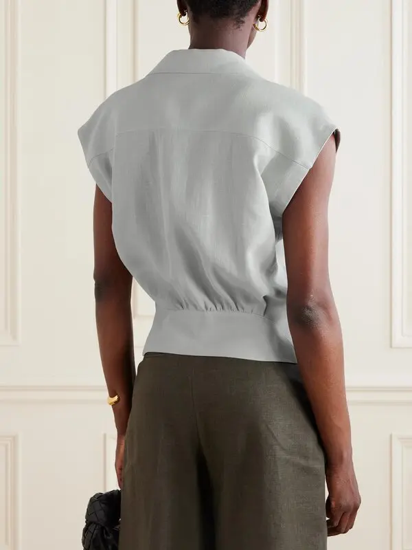 Loro Piana Evangeline Pleated Linen Shirt