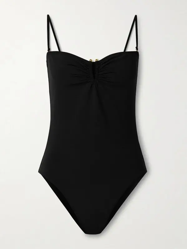 NILI LOTAN Embellished One Piece Swimsuit - Black
