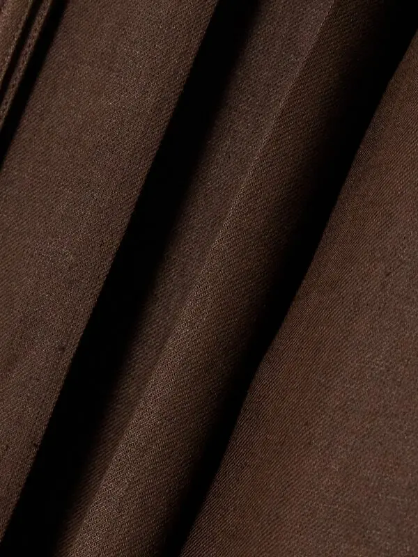 Loro Piana Yasmina Belted Pleated Linen-twill Wrap Skirt