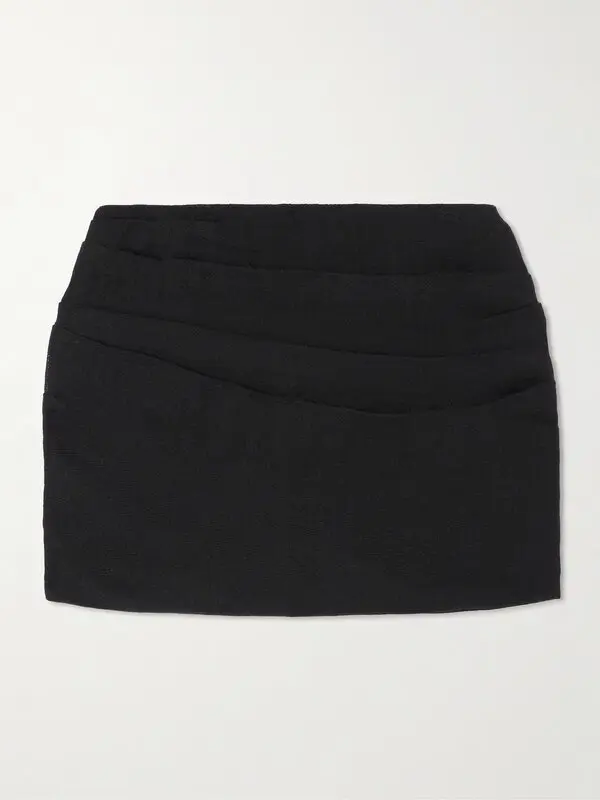 Le Kasha Spetses Draped Linen-gauze Mini Skirt - Black