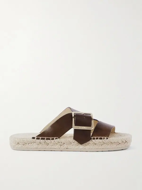 Loewe Paula's Ibiza Leather Platform Sandals - Brown