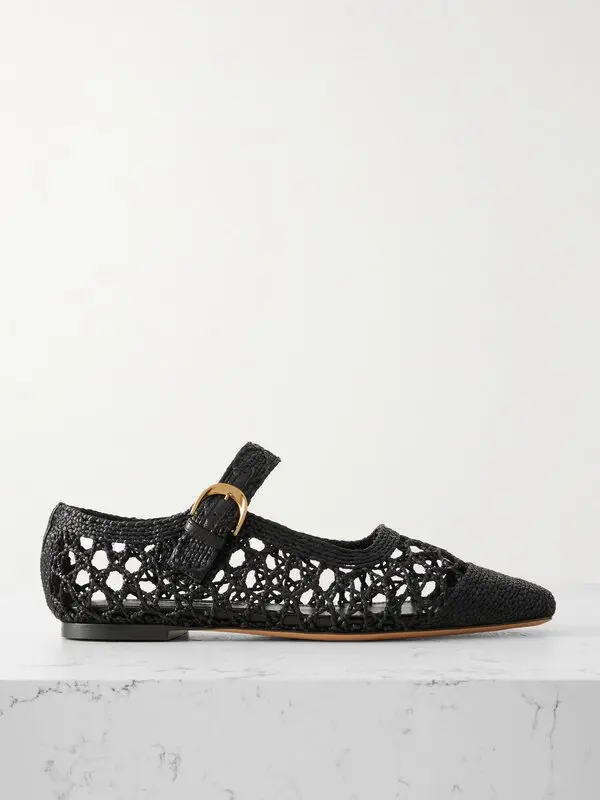 EMME PARSONS Tramonto Raffia Mary Jane Ballet Flats - Black