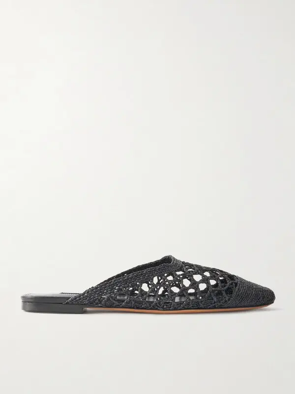 EMME PARSONS Woven Raffia Mules - Black