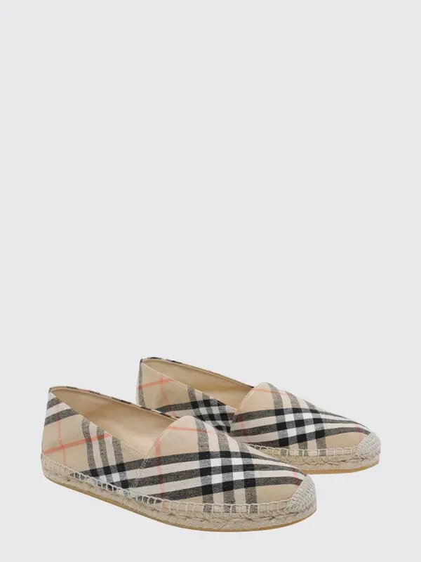 Burberry Mews Linen Blend Espadrilles With Vintage Check Print - Beige