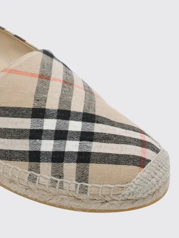 Burberry Mews Linen Blend Espadrilles With Vintage Check Print - Beige