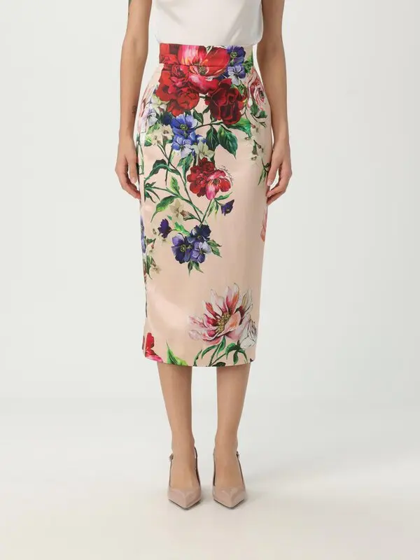 Dolce & Gabbana Floral Print Pencil Skirt - White